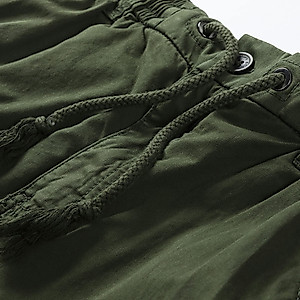 Muscularfit Shorts Mens Big and Tall Cargo Shorts for Men 2023 Casual Drawstring Elastic Waist Tooling Shorts 7" Inseam Waistband Shorts Shorts for Men Casual Summer Below Knee Army Green XL