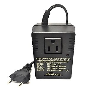 Simran SMF-200 Deluxe 200 Watts Step Down Voltage Converter for International Travel to AC 220V/240V Countries, Ideal for Laptops, Cameras, iPhones, BlackBerry, iPods etc