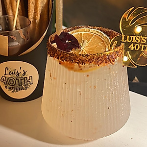 36 Count Origami Ripple Unbreakable Stemless Plastic Wine Champagne Whiskey Glasses Elegant Durable Disposable Indoor Outdoor Ideal for Home, Office, Bars, Wedding, Ribbed 12 Ounce Cups (Gold Rim)