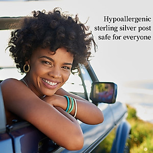 925 Sterling Silver Post Hoop Earrings for Women Gilrs Black Cubic Zirconia 14K Gold Plated Chunky Gold Hoop Earrings weinuo Jewelry