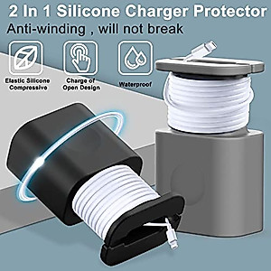 XANGNIER 2 in 1 Silicone Charger Protector,4 Pack Data Cable Winder Anti-Break Protection Cable Storage,18W/20W Charger Silicone Protective Case,Suitable for 11/12 Charger(Charger not Included)
