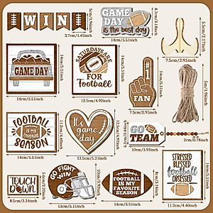 16 Pcs Football Tiered Tray Decor Fall Football Decor Football Season Truck Wooden Signs Rustic Football Table Centerpieces Farmhouse Football Decorations for Home Football Fans Club