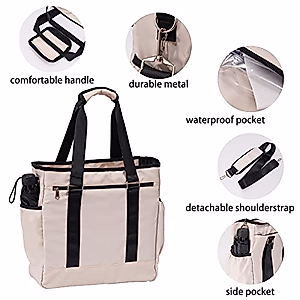 Kuston Tote Bag Waterproof Nylon Multi Pocket Shoulder Bags Laptop Work Bag Teacher Purse and Handbags for Women & Men