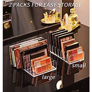 yzexi 2 Pcs Eyeshadow Palette Organizer Use for Bathroom Countertops, Wardrobe, Shelf, Drawer, Sunglasses, Wallet, Contour Kit (Cosmetic Storage Box Small&Large) Makeup (Clear), 7.08x5.12x1.97 in