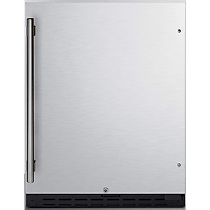 Summit Appliance AL55 Built-in Undercounter ADA Compliant 4.2 cu.ft. 24" Wide All-refrigerator with Stainless Steel Door, Black Cabinet, Door Storage, Lock, Digital Controls and White Interior