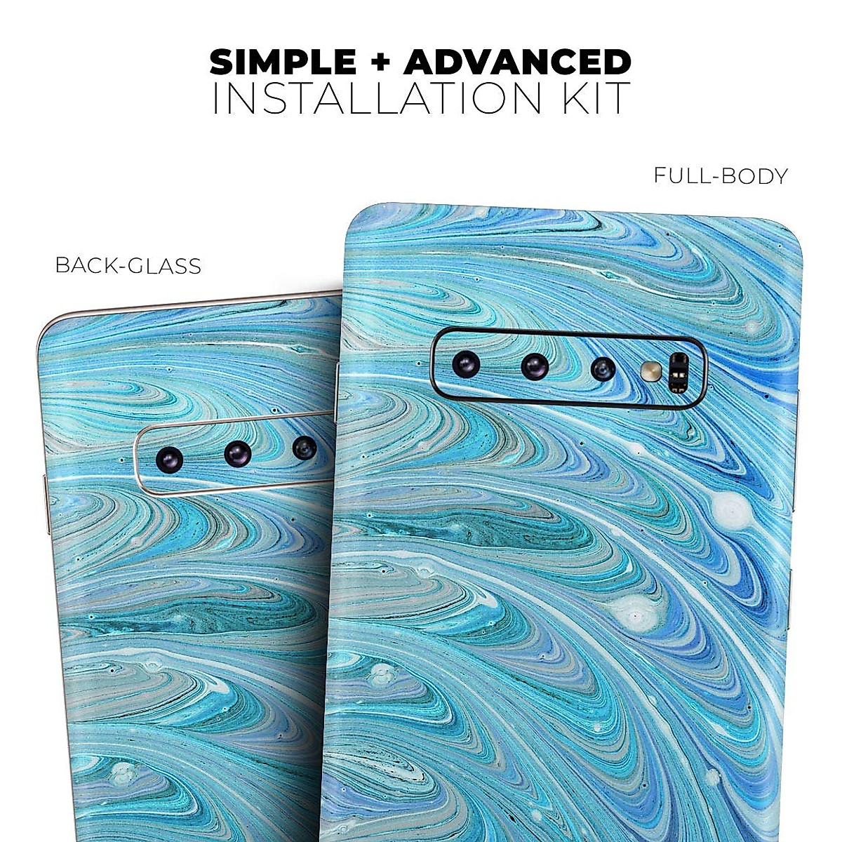 DesignSkinz Mixed Blue Oil Protective Vinyl Decal Wrap Skin Cover Compatible with The Samsung Galaxy S20 (Screen Trim & Back Glass Skin)
