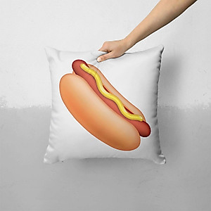 iiRov Hot Dog Emoticon Emoji - Custom Decorative Home Decor Indoor or Outdoor Throw Pillow Cover for Sofa, Bed or Couch Cushion (Pillow CASE Cover ONLY)