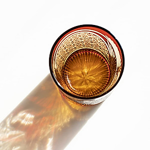 N/C JINZHI Japanese style Edo Kiriko Color Drinking Glass 9 OZ Amber Red Crystal Whisky Glass Scotch Glasses