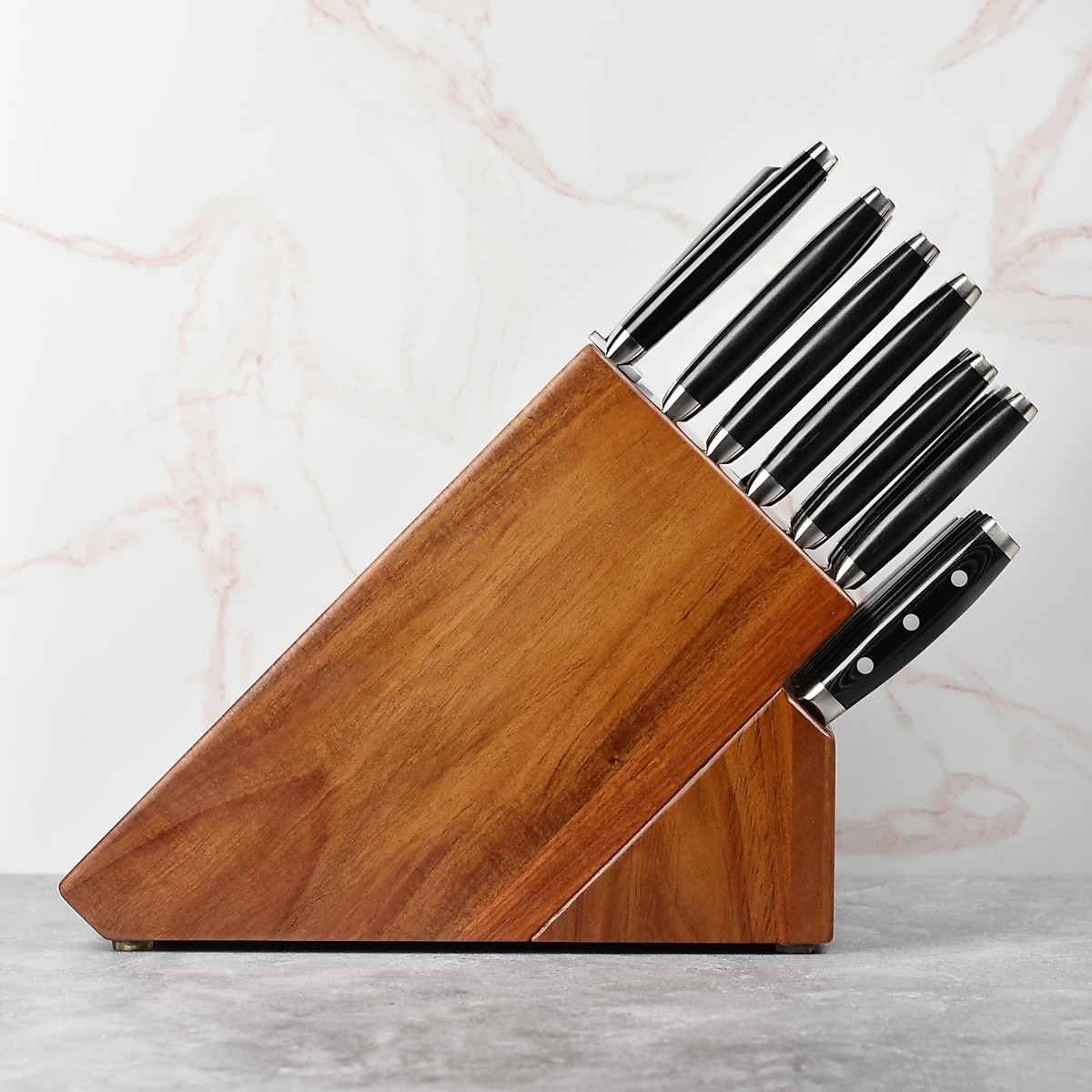 Enso Knife Set - Made in Japan - HD Series - VG10 Hammered Damascus Japanese Stainless Steel with Acacia Knife Block - 25 Piece