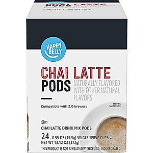 Amazon Brand - Happy Belly Tea Pods Compatible with 2.0 K-Cup Brewers, Chai Latte, 24 Count, Pack of 1 (Previously Solimo)