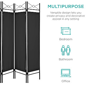Best Choice Products 6ft 4-Panel Folding Privacy Screen Room Divider Multipurpose Decoration Accent for Bedroom, Bathroom, Office, Salon, Shade w/Steel Frame, Lightweight Design - White