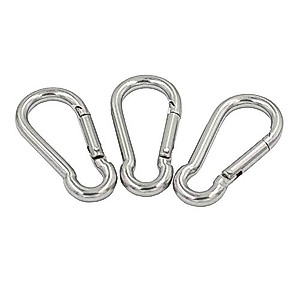 DGOL 10pcs 304 Stainless Steel Carabiner Snap Spring Hook Outdoor D Ring Chain Quick Link Lock Fastner Size 2"*1" Loading 195 lbs