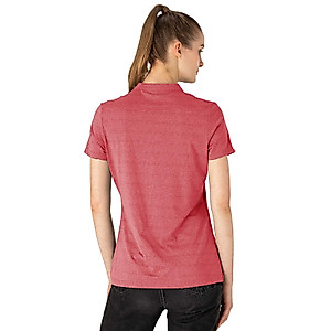 YSENTO Women's Dry Fit Golf Polo Shirts Short Sleeve V Neck Collarless Athletic Activewear Shirts Shirts Red S