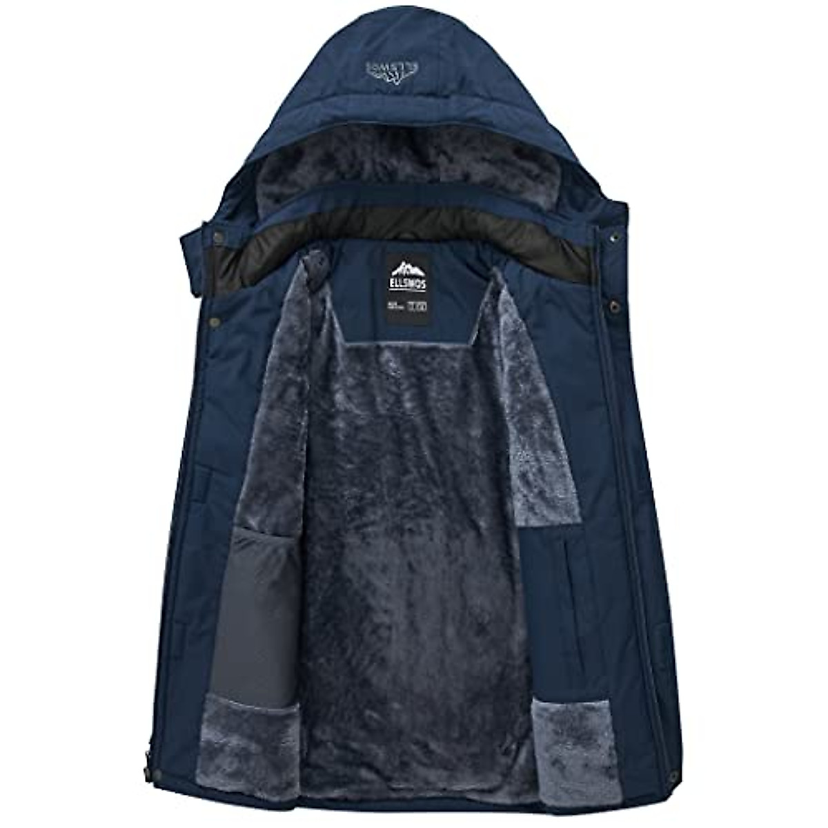 ELLSWOS Men's Waterproof Ski Jacket Winter Snow Coat Warm Hooded Raincoat Windproof Windbreakers, Blue, X-Large