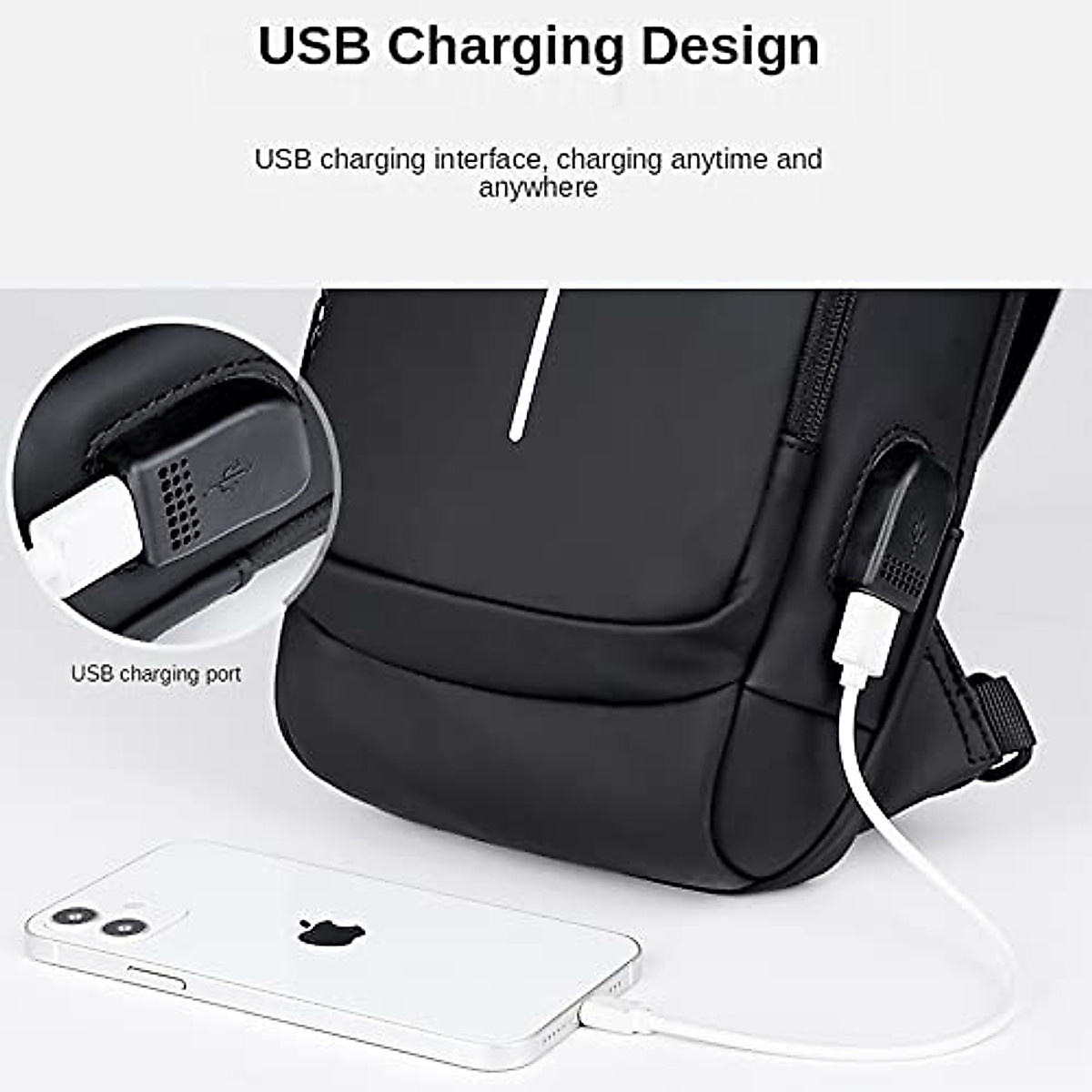 LELEBEAR Anti Theft Sling Bag, Usb Charging Sport Sling Anti-theft Shoulder Bag Waterproof Chest Bag (grey-brown)