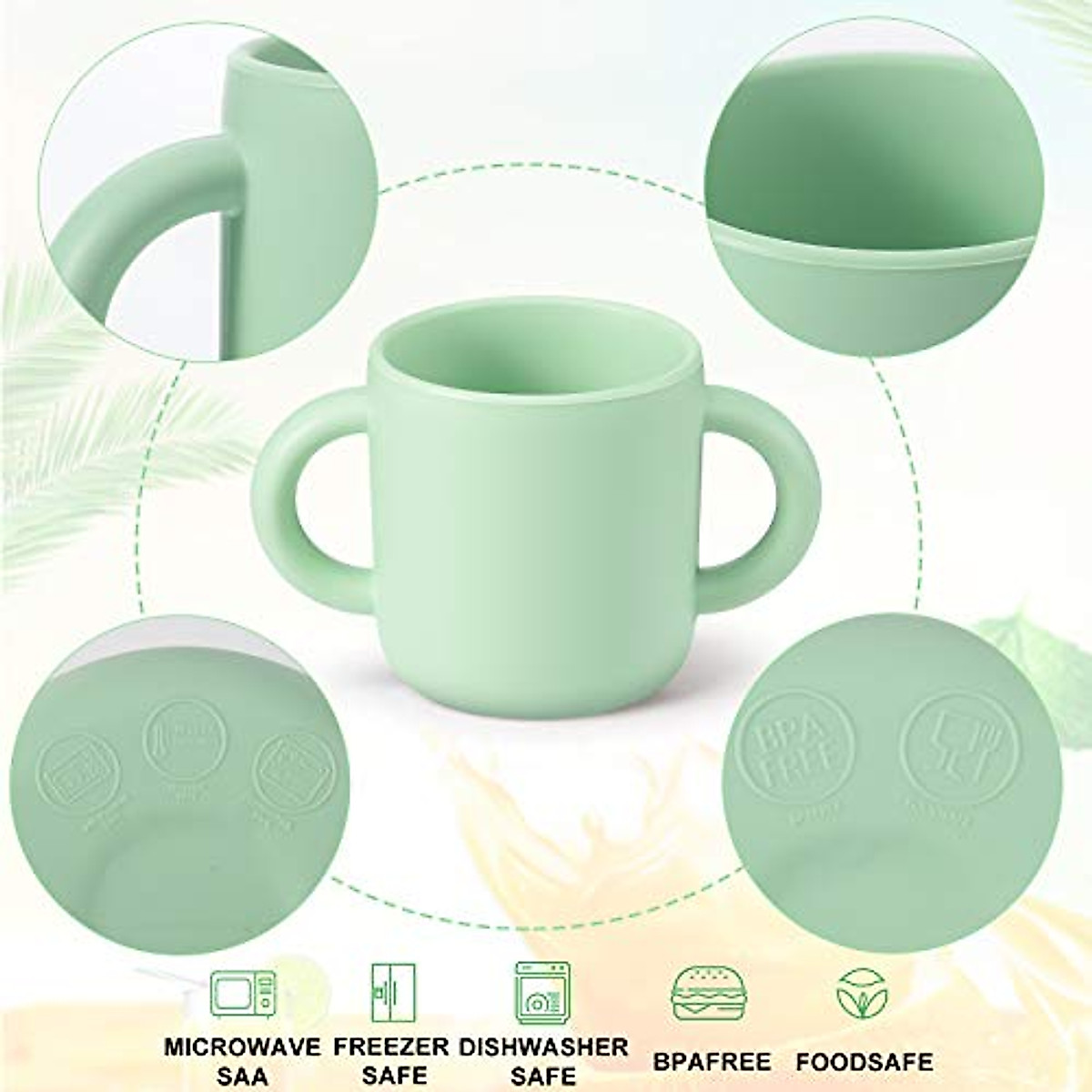 3 Pieces Silicone Training Cup for Infants 2 Handled Toddlers Open Cup Reliable Baby Learning Cup for Baby, Helps Infant Develop Independent Drinking Skills Fast (Pink, Yellow, Green)