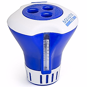 Aquatix Pro Pool Chlorine Floater Dispenser with Thermometer for 1 to 3 inch Tablets, Large & Durable Floating Dispenser for Spa, Hot Tub, In-ground & Above Ground Pools, Adjustable Flow Rate