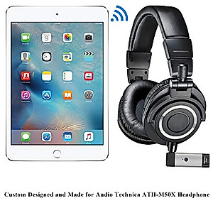 Airfrex Wireless Bluetooth Adapter Receiver with 2.5mm Jack for Audio Technica ATH-M50X and ATH-M40X and ATH-M70X Headphones, Audio Technica Headphone Cable Cord Replacement Connector