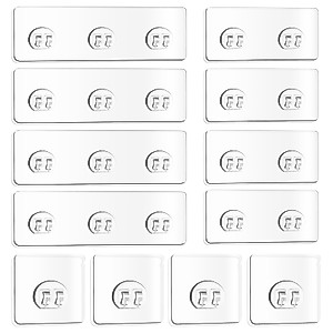 Boeetech Shower Caddy Adhesive for Replacement, Adhesive Hook Transparent Replacement Hook Wall Hooks, Strong Hanging Hooks Shower Shelves Stickers Hooks for Shower Caddy (12 PC)