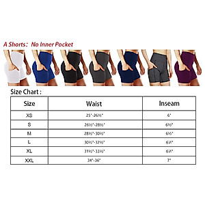 ChinFun Yoga Shorts for Women High Waist Tummy Control 4 Way Stretch Workout Running Shorts Side Pockets Black Size M