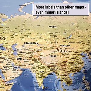 Laminated World Ranger Map Poster | Physical Style Map | Includes The Most Legible Location Labels | 36” x 24” | Shipped Rolled in a Tube, Not Folded | Great for The Home, Office, or Classroom.