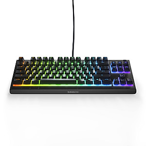 SteelSeries Apex 3 TKL RGB Gaming Keyboard – Tenkeyless Compact Form Factor - 8-Zone RGB Illumination – IP32 Water & Dust Resistant – Whisper Quiet Gaming Switch – Gaming Grade Anti-Ghosting (Renewed)