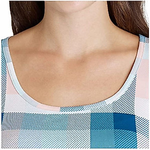 Eddie Bauer Women's 4-Piece Sleep Set, Tank, Tee, Short, Pant (X-Large, Teal Squares)