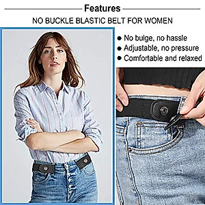 SANSTHS Buckle-Free Elastic Women Belt for Jeans Without Buckle, Comfortable Invisible Belt No Bulge No Hassle (Black)