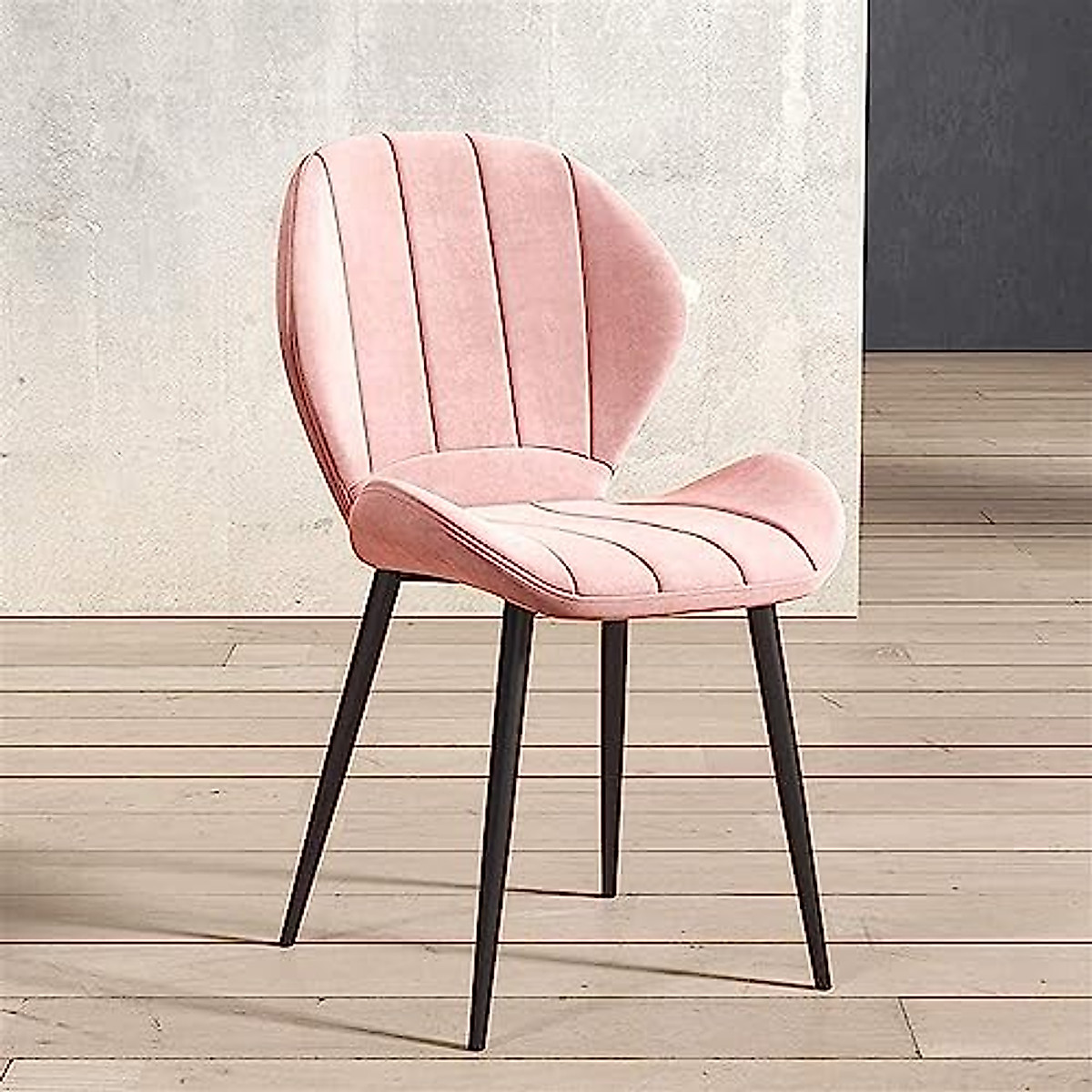 Chairs Modern Kitchen Chairs Set of 6 Soft Velvet Cushion Seat and Back Sturdy Metal Legs for Living Room Bedroom Dining Chairs (Color:Pink)