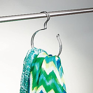 mDesign Closet Hanger Organizer Large Accessory Metal Loop Hooks for Ties, Belts, Scarves, Shawls, Pashminas - 4 Pack - Chrome
