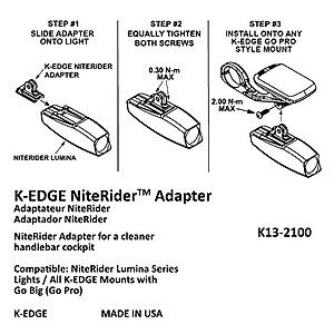 K-Edge Niterider Light Adapter Gunmetal, One Size