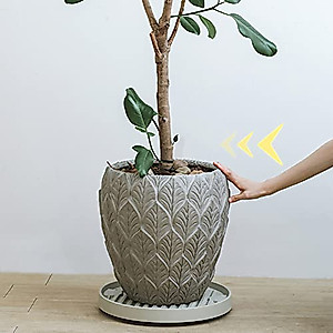 auons Plant Caddy with Wheels, Rolling Plant Stand with Casters Heavy Duty Plant Dolly, Plastic Plant Roller Base, Movable Planter Trolley for Heavy Duty Planter, Beige, 12.4in