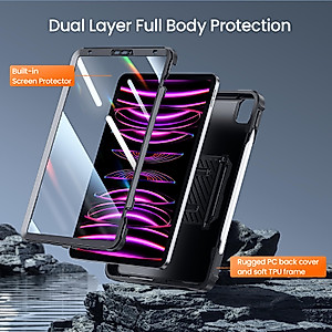 ZtotopCases for iPad Pro 12.9 Case 6th/5th/4th Generation 2022/2021/2020, Full Body Protective Rugged Cover with [Pencil Holder + Screen Protector] for iPad Pro 12.9 Inch 6th/5th/4th Gen, Gray