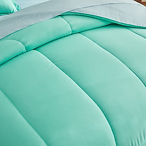 UOZZI BEDDING Teal King Comforter Set 7 Pieces Bed in a Bag with Spring Comforter King Size,Blue Sheets, Pillowcases & Shams Reversible Soft All Season Bed Set