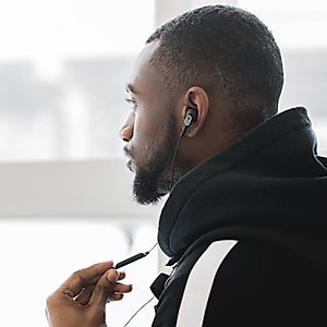 Koss QZ Buds in-Ear Active Noise Cancelling Earbuds, in-Line Microphone and Touch Remote Control, Monitor Mode, Carry Case Included, Wired with 3.5mm Plug, Black