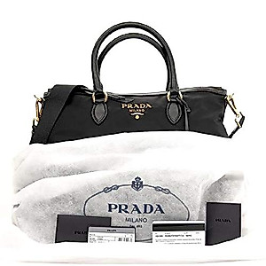 Prada Womens Two Way Black Tessuto Nylon Tote Crossbody Calf Leather Trim 1BC060