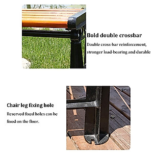 LASEVE Garden Benches, 3-Seater Wooden Outdoor Garden Bench,Cast Iron Frame Courtyard Patio Bench,Leisure Seat Park Bench with Backrest and Armrests,Weatherproof Porch Chair,for Lawn/Working Channel