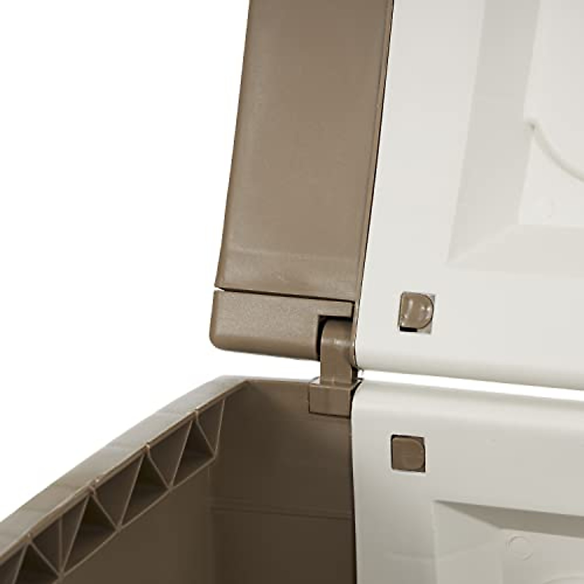 Homeplast Regular 52.83 Gallon Capacity Indoor Outdoor Heavy Duty Plastic Deck Box Storage Trunk, Beige/White