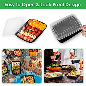 DIBOLASC Meal Prep Containers, 32oz Extra-thick Food Storage Containers with Lids, Reusable Plastic Bento Lunch Box, Disposable Bento Box, BPA Free, Microwave/Dishwasher/Freezer Safe