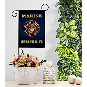 US MILITARY United State Marine Corps USMC Semper Double-Sided Lawn Decoration Gift House Garden Yard Banner Fi Flag American Military Veteran, 12" x 18.5 Made in USA
