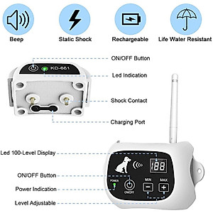 Wireless Dog Fence Electric Pet Containment System Boundary Container,with Waterproof Training Collar Receiver,Adjustable Range 80-1640 ft,Rechargeable,Harmless for Dogs,for All Dogs,for3dogs