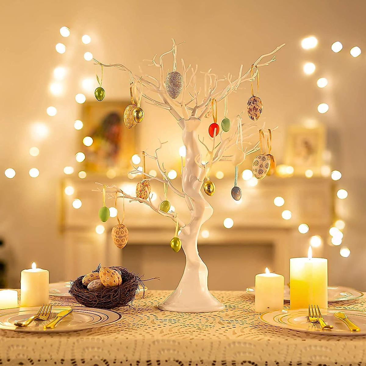 Sziqiqi Small Artificial Tree for Table Centerpiece White Fake Trees 1.9FT Faux Tree for Wedding Party Birthday Garden Home Christmas Decorations Indoor Outdoor