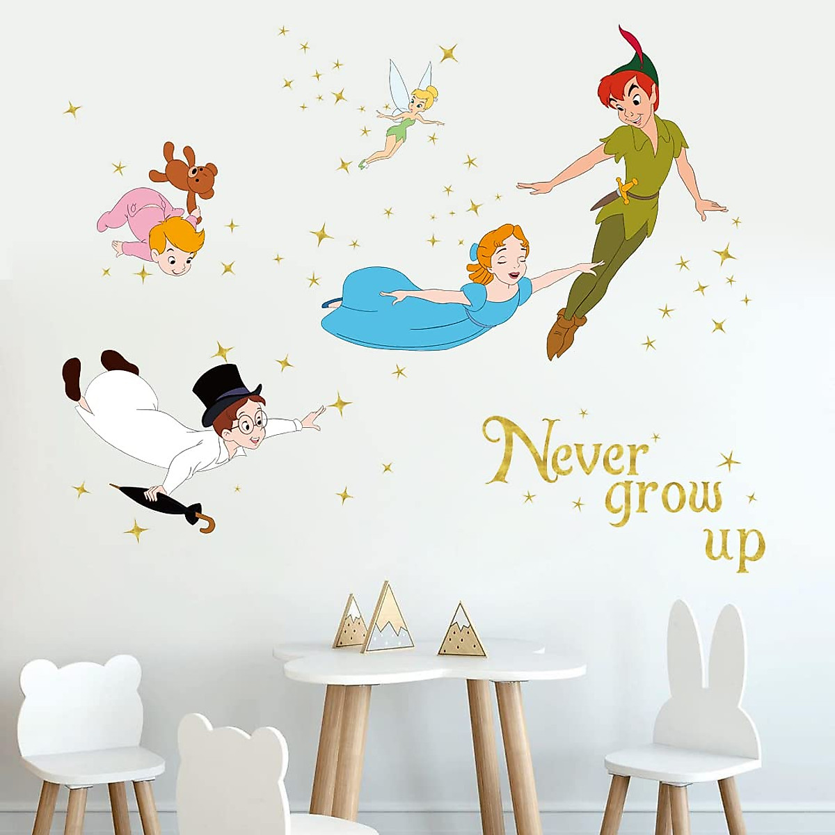 Runtoo Baby Wall Decal Never Grow Up Quotes Wall Stickers for Kids Bedroom Nursery Classroom Wall Decor