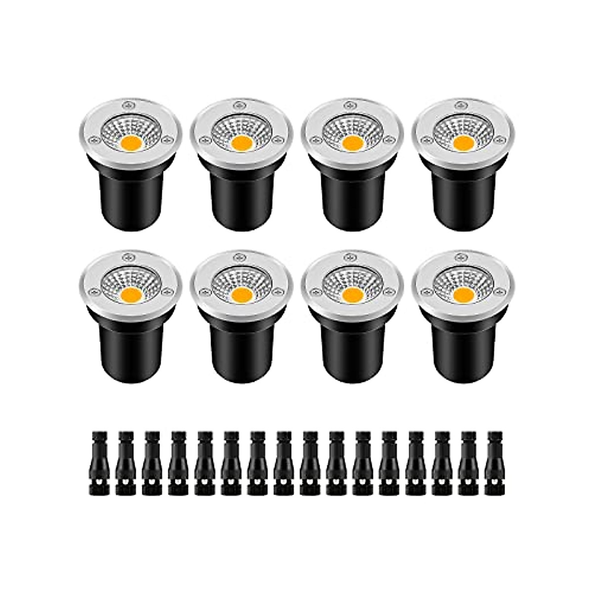 ZUCKEO Low Voltage Landscape Lights LED Well Lights 3W 12V-24V in Ground Lights IP67 Waterproof Low Voltage Landscape Lighting Flood Driveway Deck Step Garden Lights Outdoor (8 Pack Warm White)