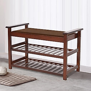 Livebest 3-Tier Bamboo Shoe Rack, Shoe Rack Bench,Small Shoe Rack for Entryway Bathroom Living Room Bedroom 19-inch