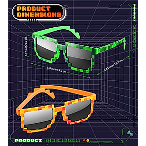 Flutesan Pixel Sunglasses Miner Party Favors Pixel Party Favors Glasses for Kids Adults Birthday Party Pixelated Game Party Supplies(12 Pair)