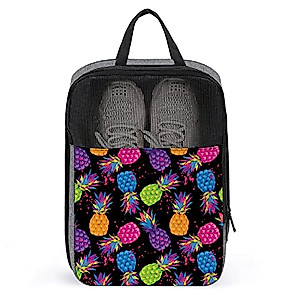 Frcavbin Bright Tropical Pineapple Exotic Fruit Travel Shoe Bag Shoes Carrier with Handle and Zipper Foldable Shoe Puches Organizer for Home storage School starts