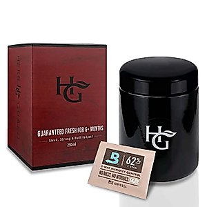 Herb Guard - Half Oz Airtight Jar and Smell Proof Containers (250 ml) Comes with Humidity Pack to Keep Goods Fresh for Months