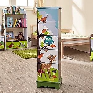 Fantasy Fields - Enchanted Woodland Hand Crafted Kids Storage Cabinet with 5 Drawers