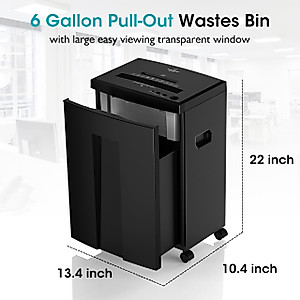 WOLVERINE 18-Sheet 60 Mins Running Time Cross Cut High Security Level P-4 Heavy Duty Paper/CD/Card Ultra Quiet Shredder for Home Office with 6 Gallons Pullout Waste Bin SD9113(Black ETL)